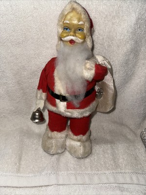Large Vintage Rubber Face/Felt Santa Bell Ringer Christmas Decoration ...