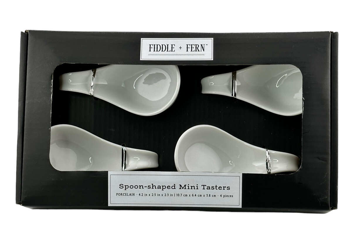 Fiddle + Fern White Porcelain Spoon Shaped Mini Tasters New In Box Set ...