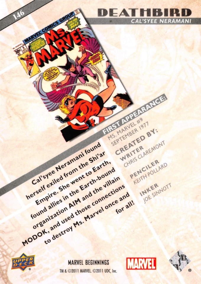 DEATHBIRD / Marvel Beginnings Series 1 BASE Trading Card #146 | eBay