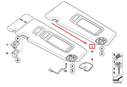 NEW BMW X5 E70 FRONT RIGHT SUN VISOR 51167278578 7278578 ORIGINAL NO🇺🇸 ...