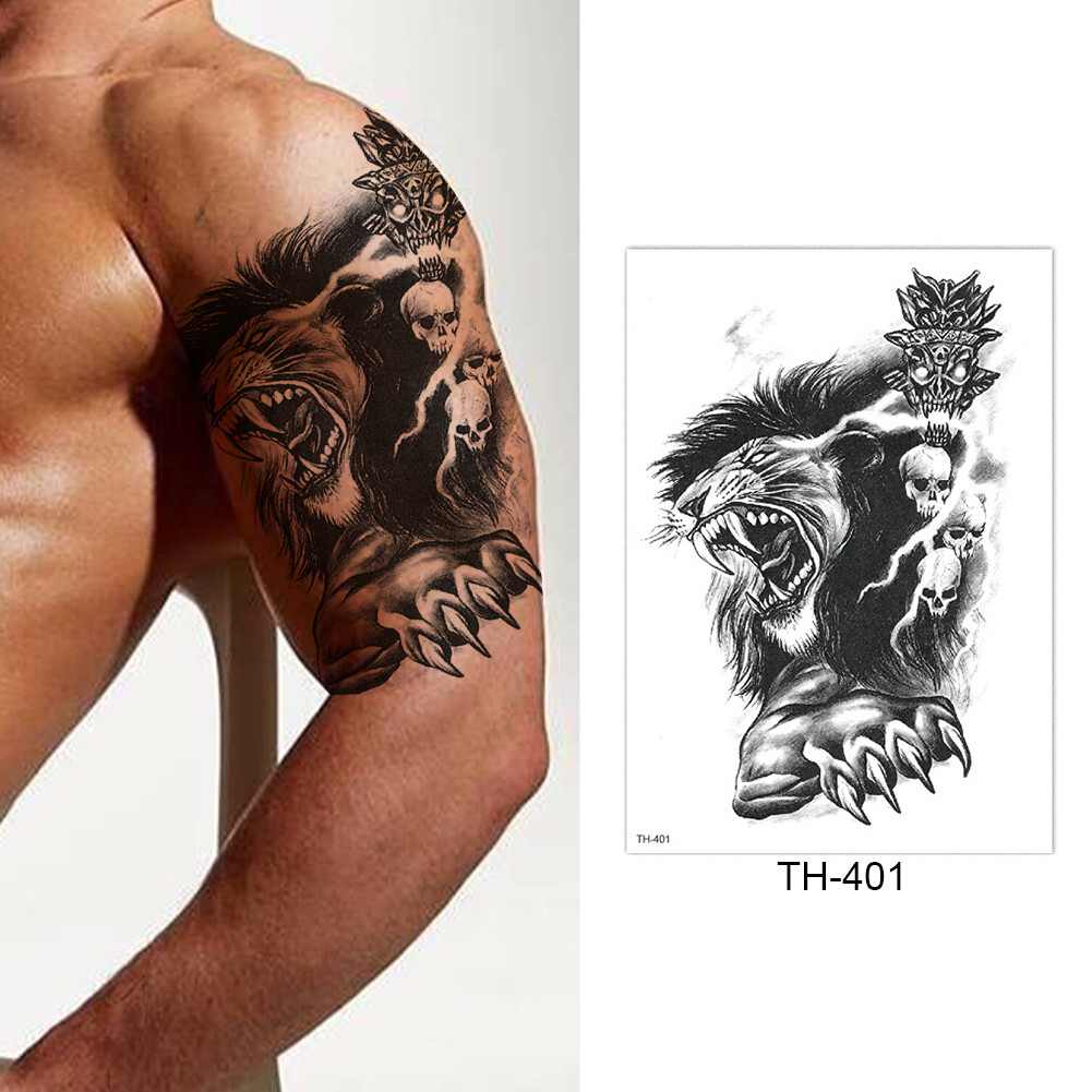 Cool Fake Tattoo Fox Tiger Half Arm Tattoo Sticker for Boys Girls Lover ...