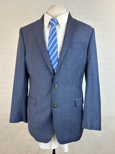 Brooks Brothers Mens Navy Blue Plaid Stretch Wool Two Button Suit 40R ...