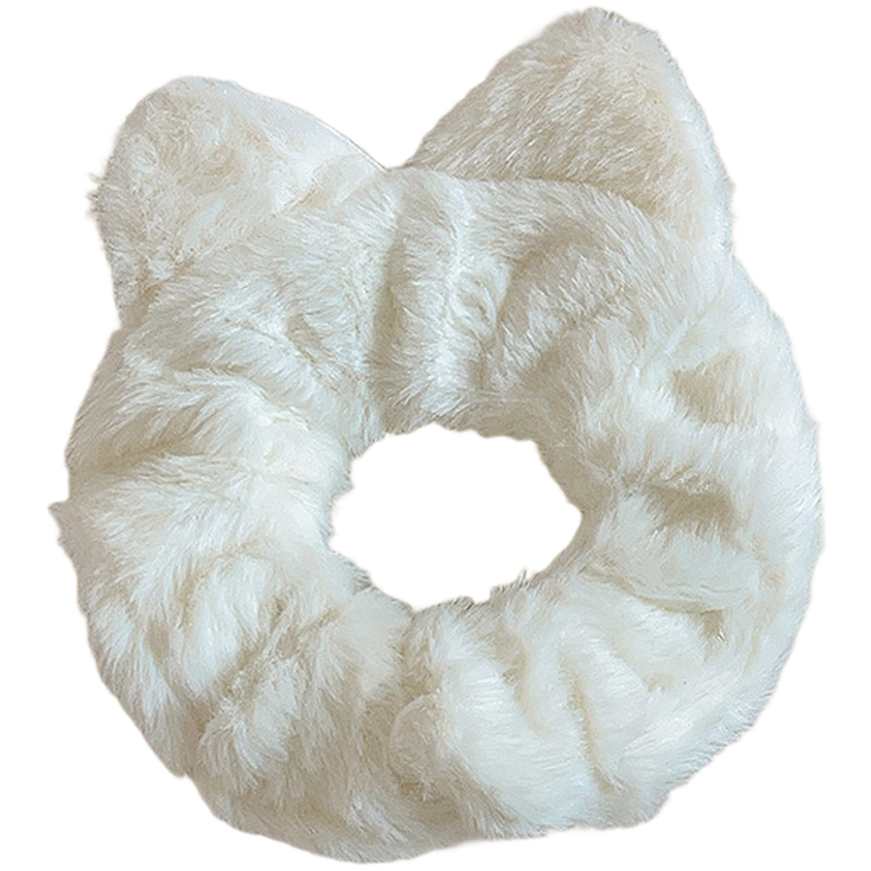Autumn Winter Outfits Cat Ear Hair Tie Fuzzy Hair Tie Soft Plush Fabric ...