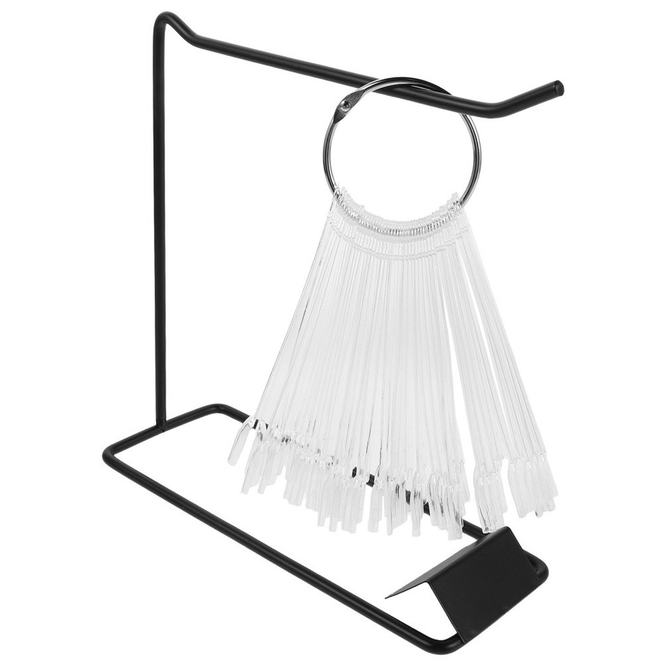 1 Set Nail Display Sticks with Iron Stand Ring Fan Shaped False Nail ...