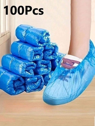 100pcs BLUE Shoe Protectors Covers Overshoe Disposable Plastic Cleaning ...