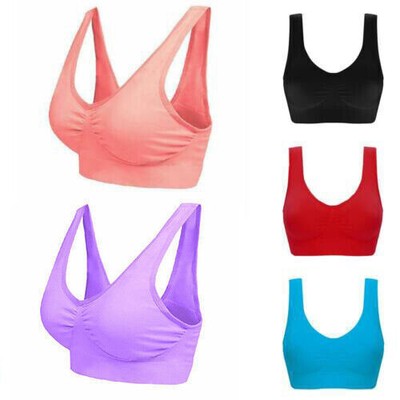 Plus Size Padded Sports Bra Gym Running Vest Support Crop Top Stretch ...