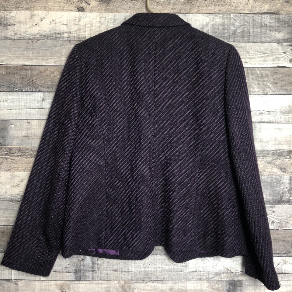 Sag Harbor Womens Purple/Black Snap Close Blazer Size 10 | eBay