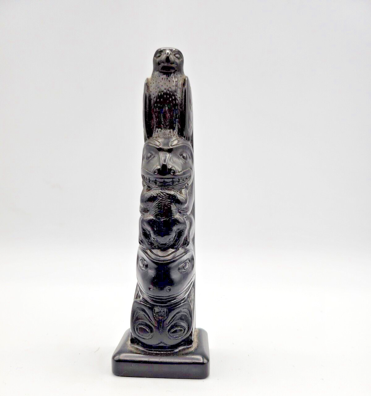 Black 5.5" Totem Pole BOMA Canada Raven Frog Beaver Resin Cast Ornament ...