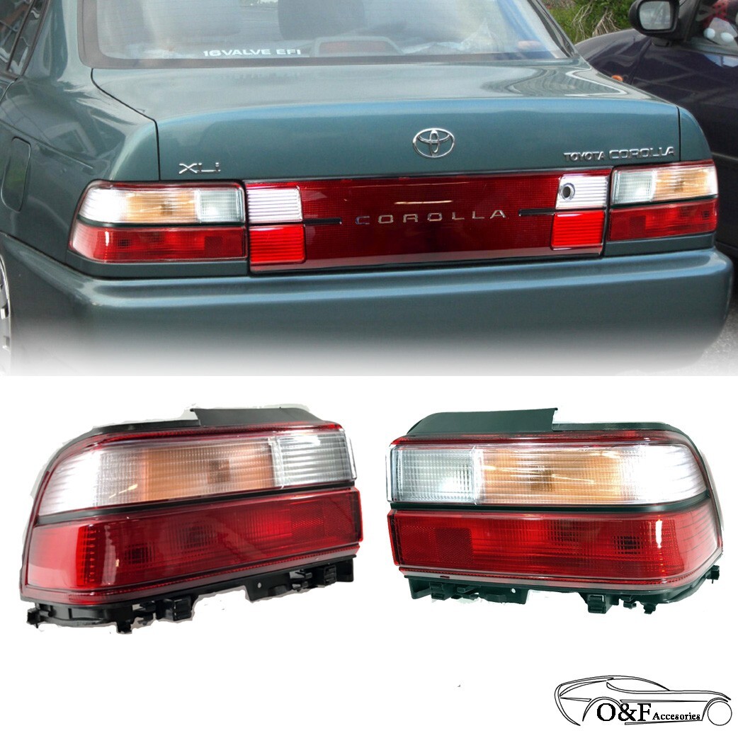 For 1993 1997 Toyota Corolla JDM Tail Lights Clear Red Left Right Rear ...