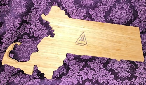 Charcuterie Wooden Board Massachusetts State Shape 19" A Heirloom | eBay