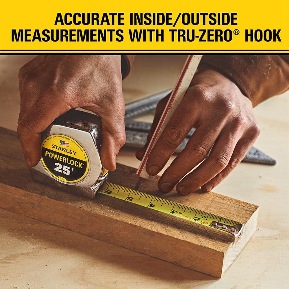 Stanley PowerLock Tape Measure 35 ft. Secure Blade Lock Metal Measuring ...