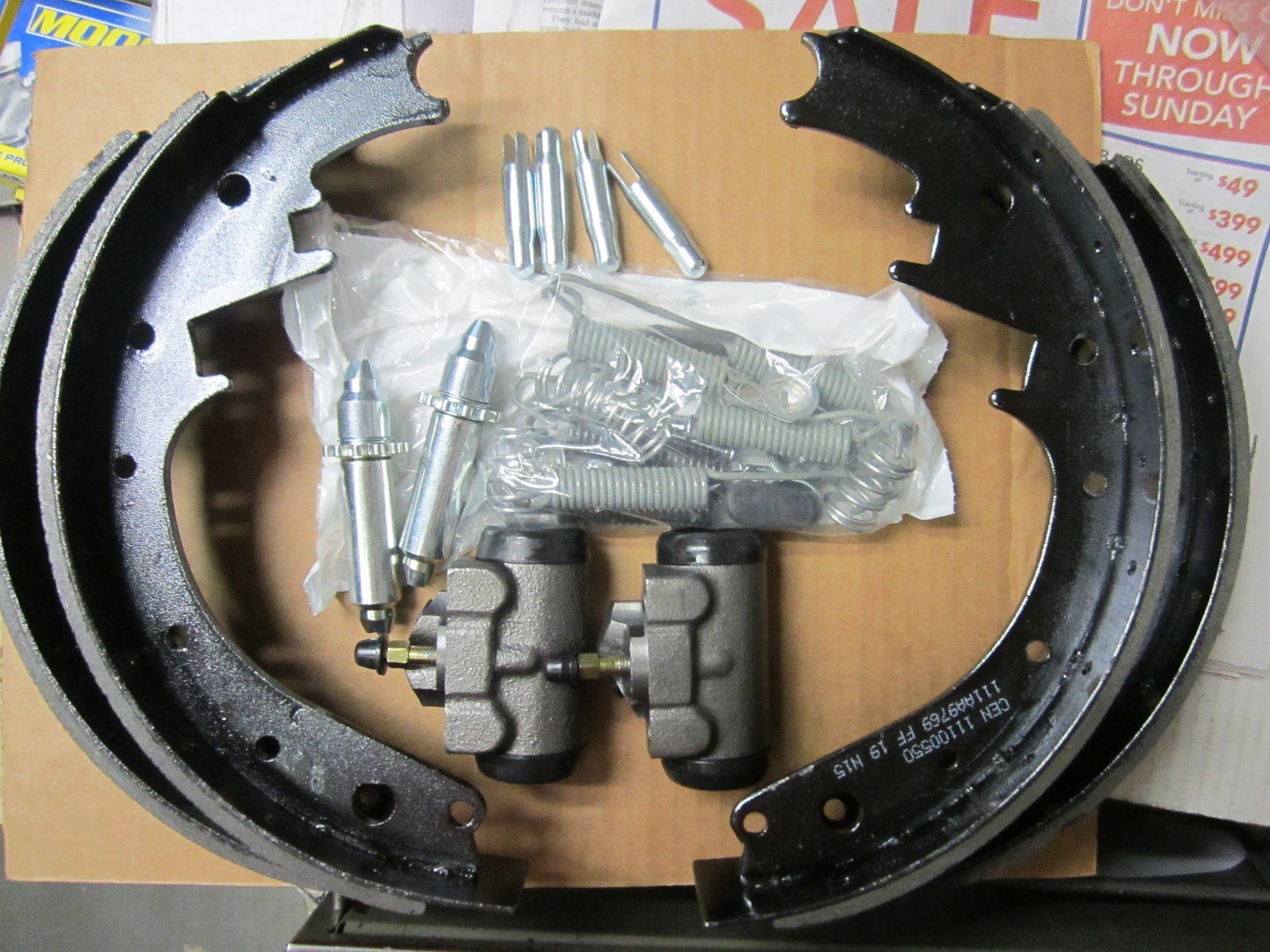 1955-1957 Chevy Rear Brake Kit Shoes Springs Adjusters Wheel Cylinders ...