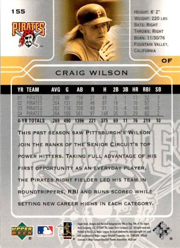 2005 Upper Deck Craig Wilson . Pittsburgh Pirates #155 | eBay