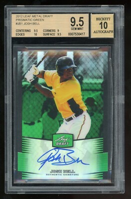 Josh Bell Auto Rookie Green 2012 Leaf Metal Draft Serial #d 9/10 BGS 9. ...