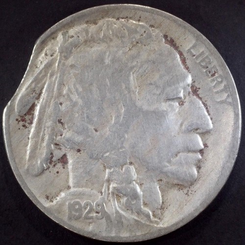 1929 Buffalo Nickel Curved Clip Mint Error Clipped Planchet *COINS* 25 ...