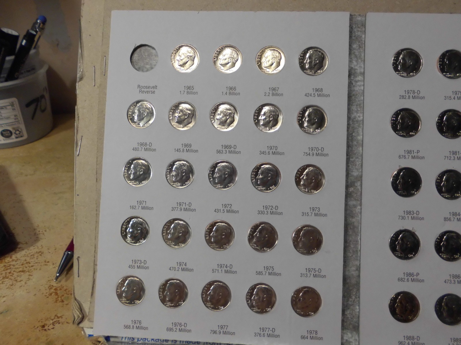 ROOSEVELT DIME COMPLETE 1965 - 2002 P&D SET ( ALL UNC. COINS ) #BTS191 ...
