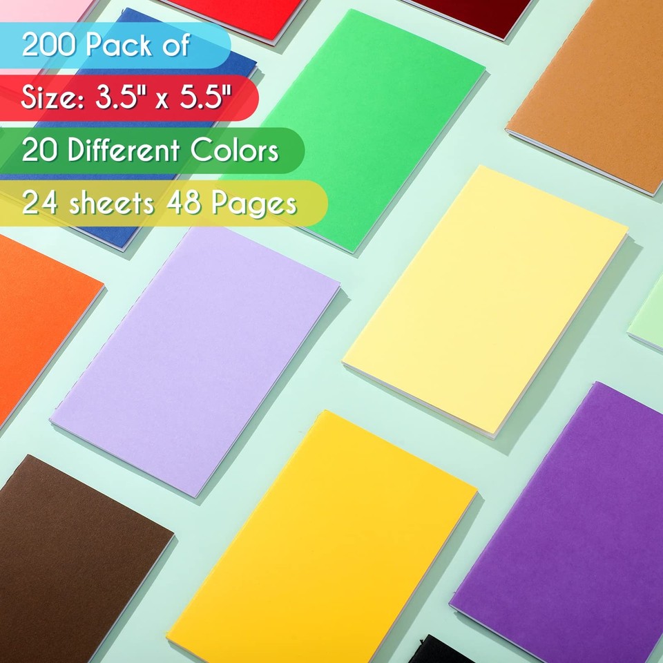 200 Pcs Mini Notebooks Colorful Lined Small Pocket Notebook Blank ...