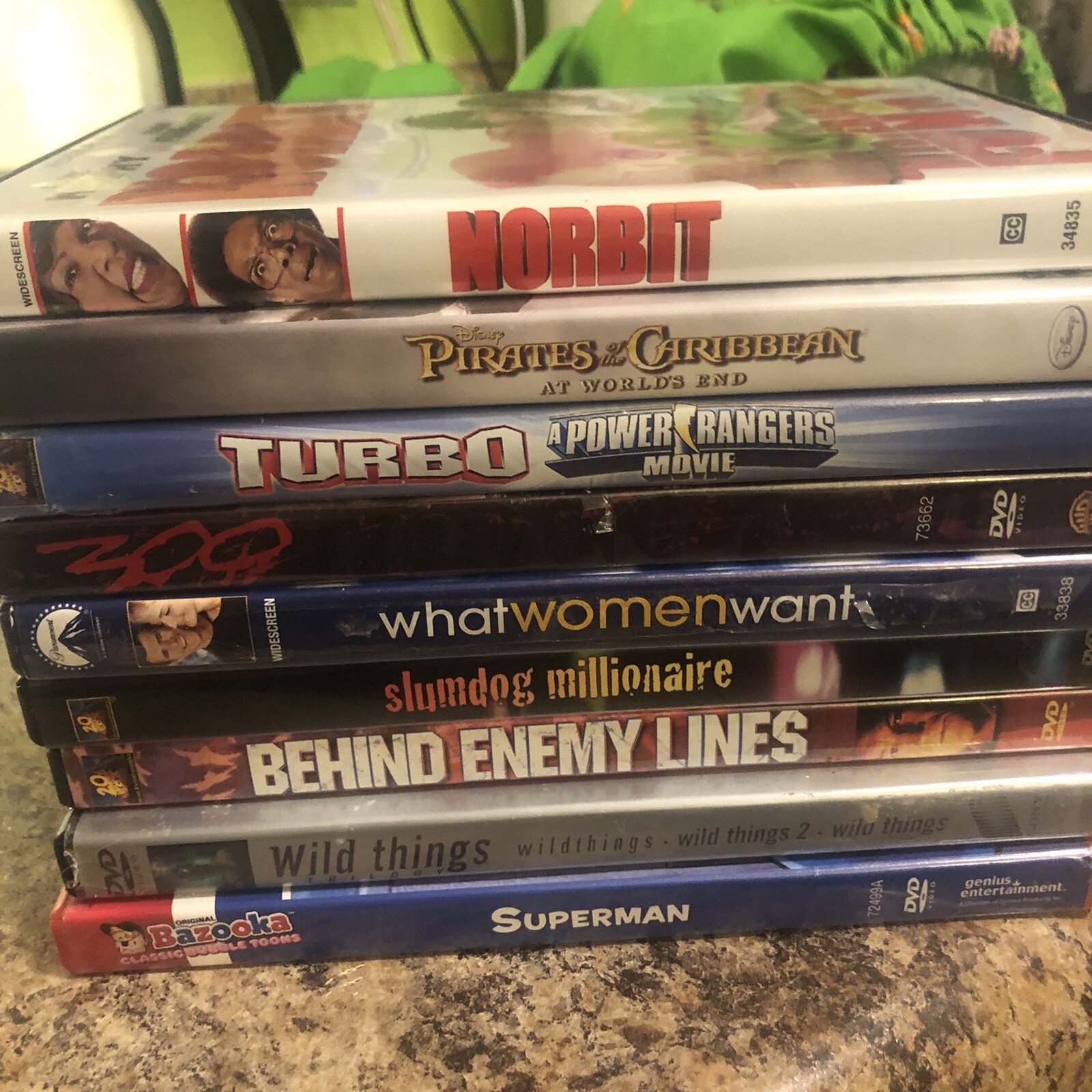 Log Of 9 Misc dvDs Norbit, Pirates, Superman, Wild Things, 300, Power ...