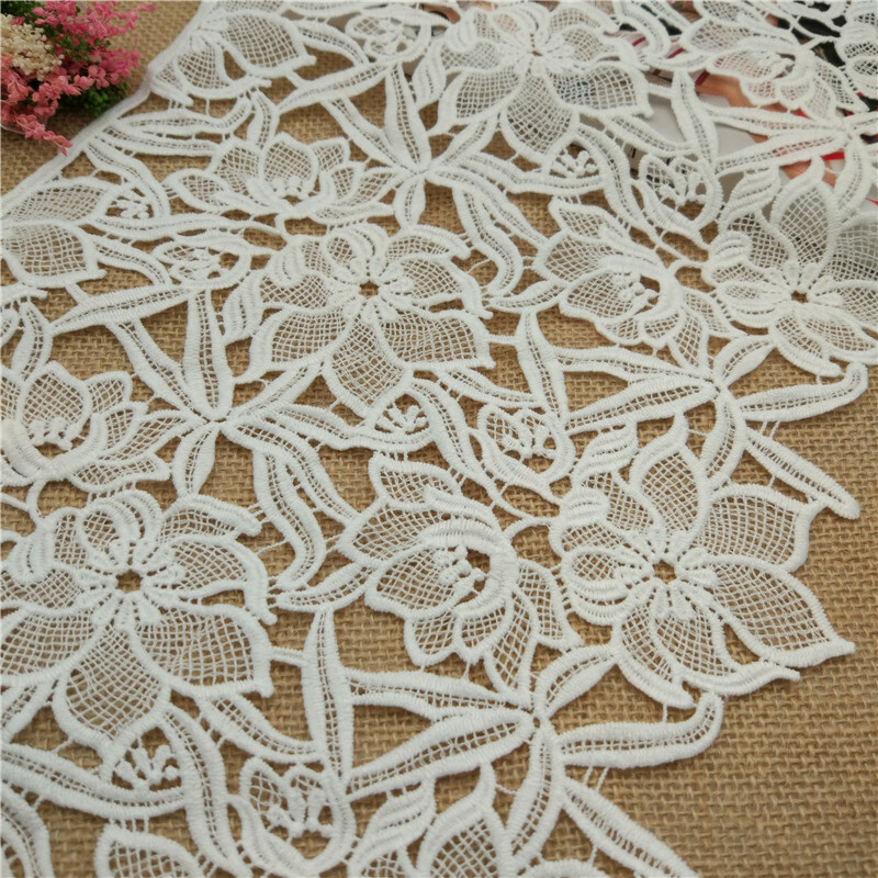 25cm Wide Lace Trim Edging Sewing Craft Embroidered Floral Applique DIY ...