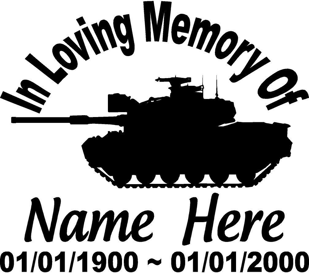 In Loving Memory Of ARMY Tank Decal Window Military Personalized ...