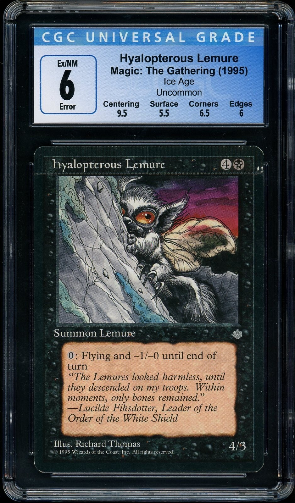 1995 MTG Magic Ice Age Hyalopterous Lemure ERROR Crimped - CGC 6 EX-MT ...
