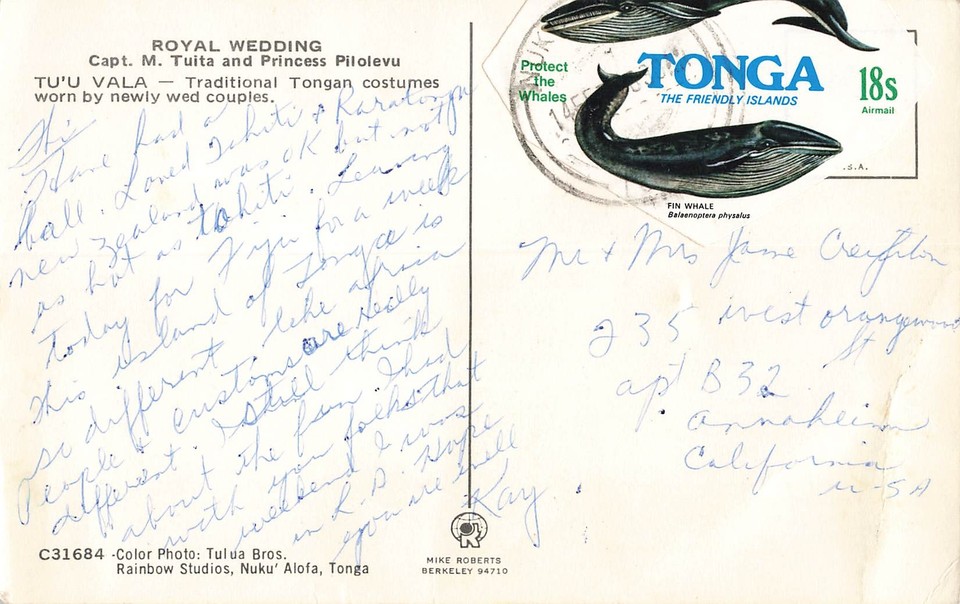 Vintage Postcard Royal Wedding Capt. M. Tuita Princess Pilolevu Tu'u ...