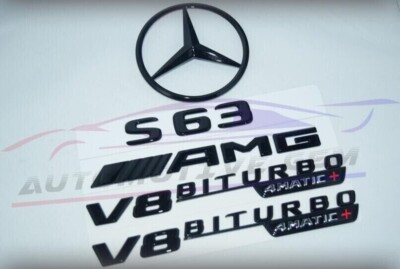 S63 COUPE AMG V8 BITURBO 4MATIC+ Rear Star Emblem Black Combo Set C217 ...