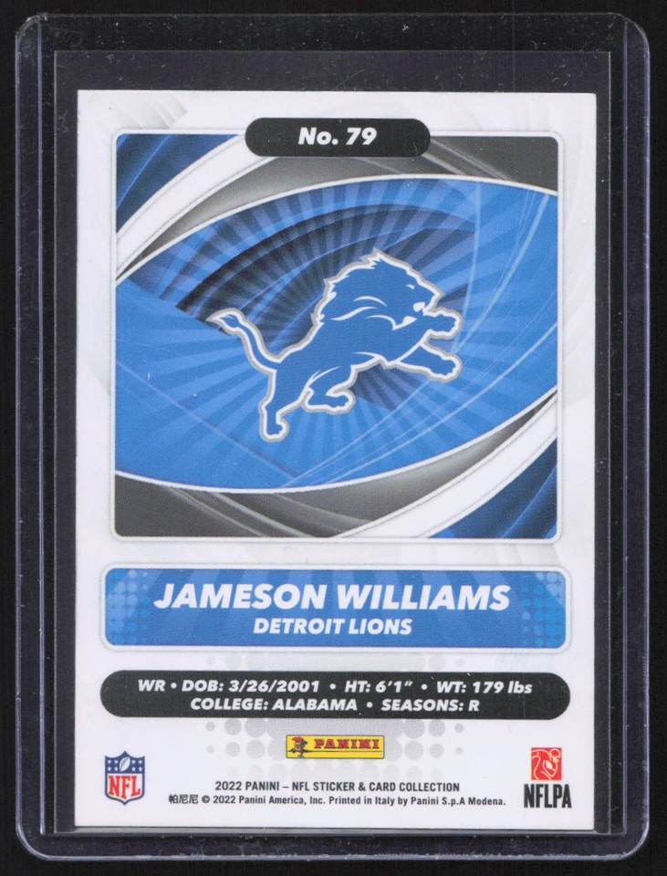 2022 Panini Sticker & Card Jameson Williams #79 Pink Rookie #17/25 ...