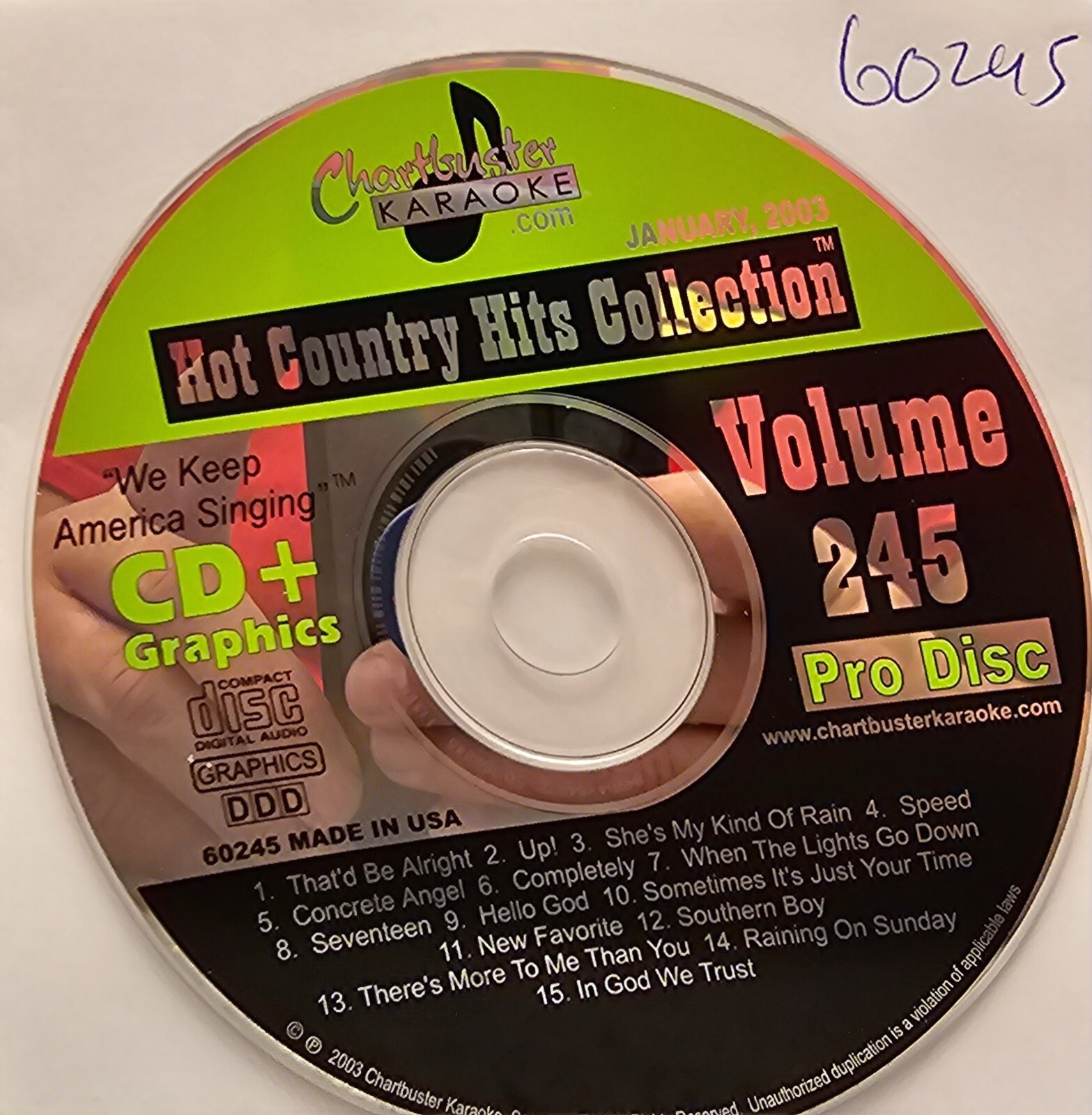 60245 COUNTRY HITS CHARTBUSTER KARAOKE CDG DISC | eBay