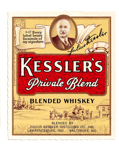 1939 JULIUS KESSLER DISTILLING CO, LAWRENCEBURG & BALTIMORE WHISKEY ...