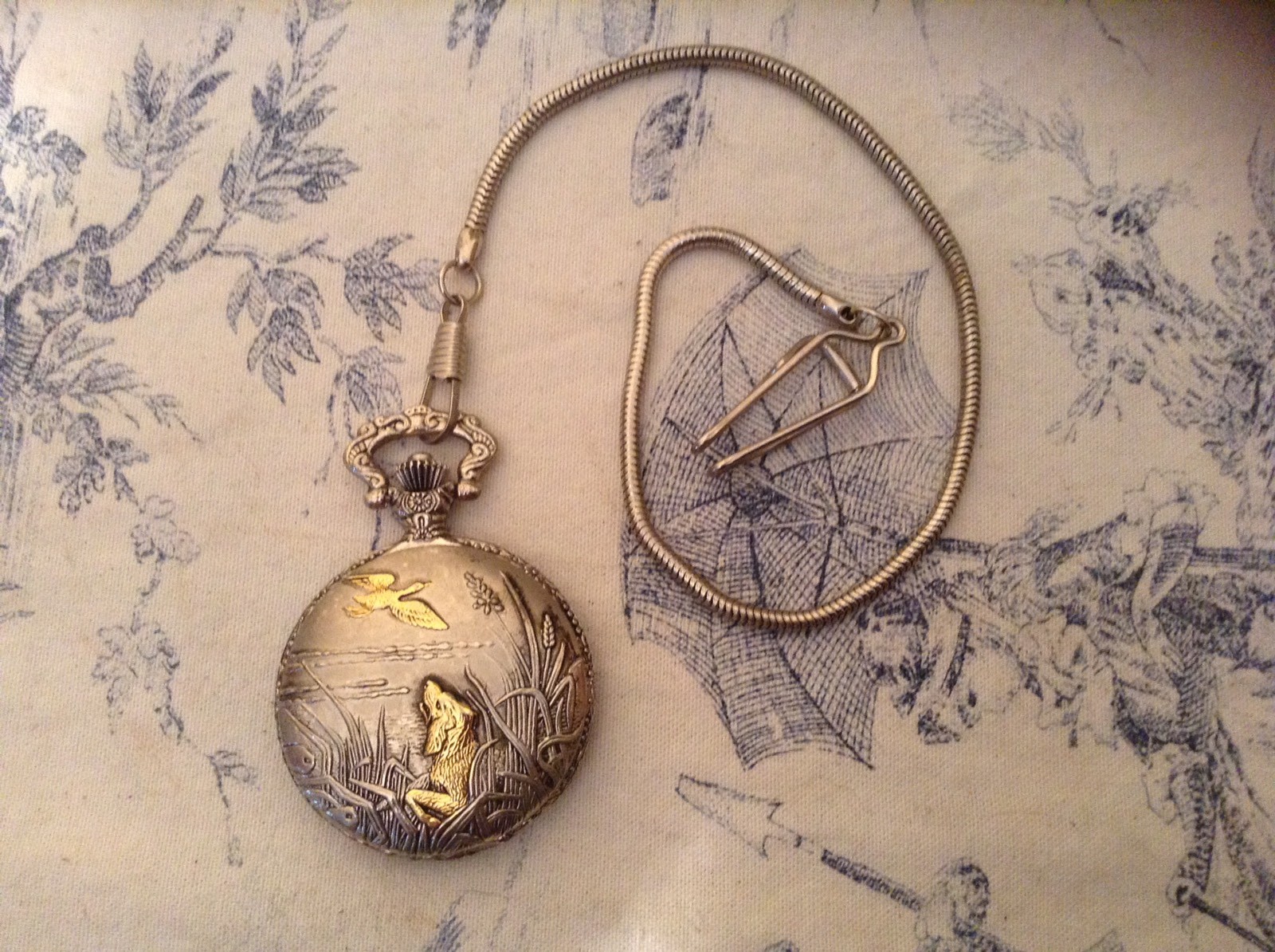 Beautiful Vintage French Style Pocket Watch - Hunting Scene - Quartz ...