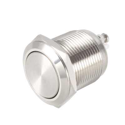 Latching Metal Push Button Switch Flat Head 19mm Mounting Dia 1NO | eBay