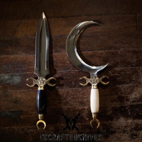 Druid's Crescent Moon Bowline with Bone Handle for Ritual Work, Wicca ...