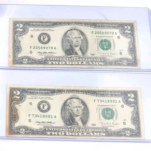 2 Old 1995 Federal Reserve Bank Notes $2.00 Bills Series A | eBay