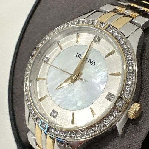 Bulova Women's Quartz Crystal Accent Two-Tone 32mm Watch 98L273 ...