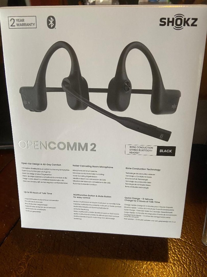 SHOKZ OPENCOMM2 BONE CONDUCTION STEREO BLUETOOTH HEADSET NEW IN BOX | eBay