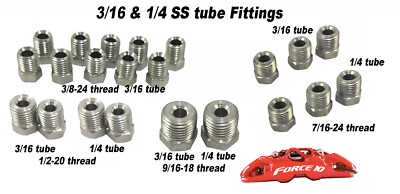 3/16" & 1/4" tube, Inverted Flare Stainless Steel Brake Line Fitting ...