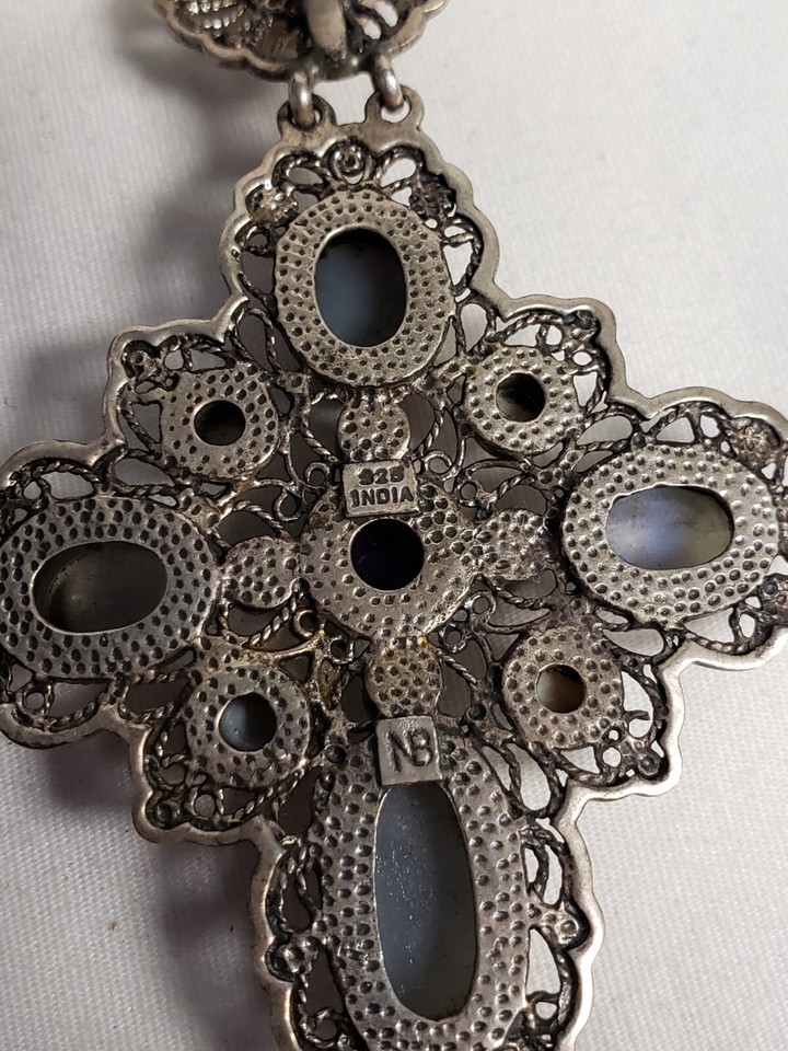Nicky Butler Gemstones Large Cross pearls ,druzy, Moonstone & Amethyst ...