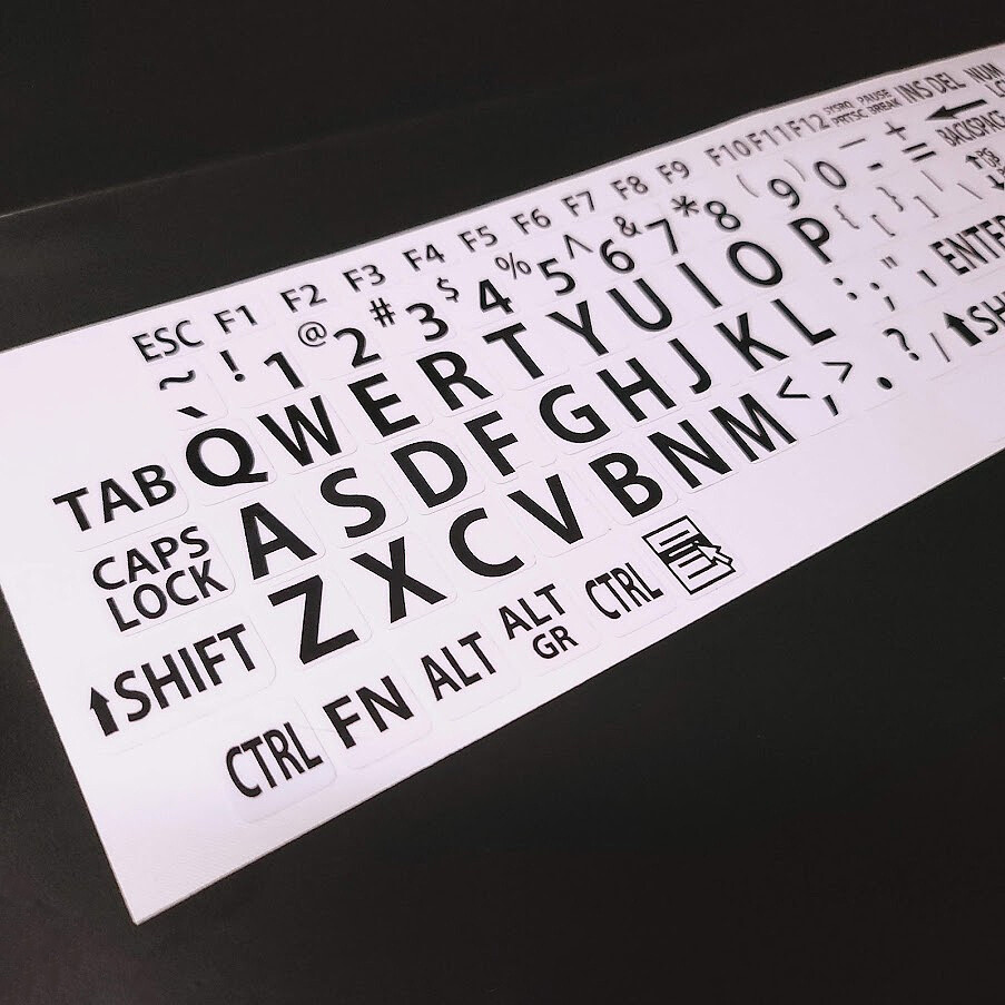 English US LARGE LETTER KEYBOARD STICKERS for Computer or Laptop/Black ...