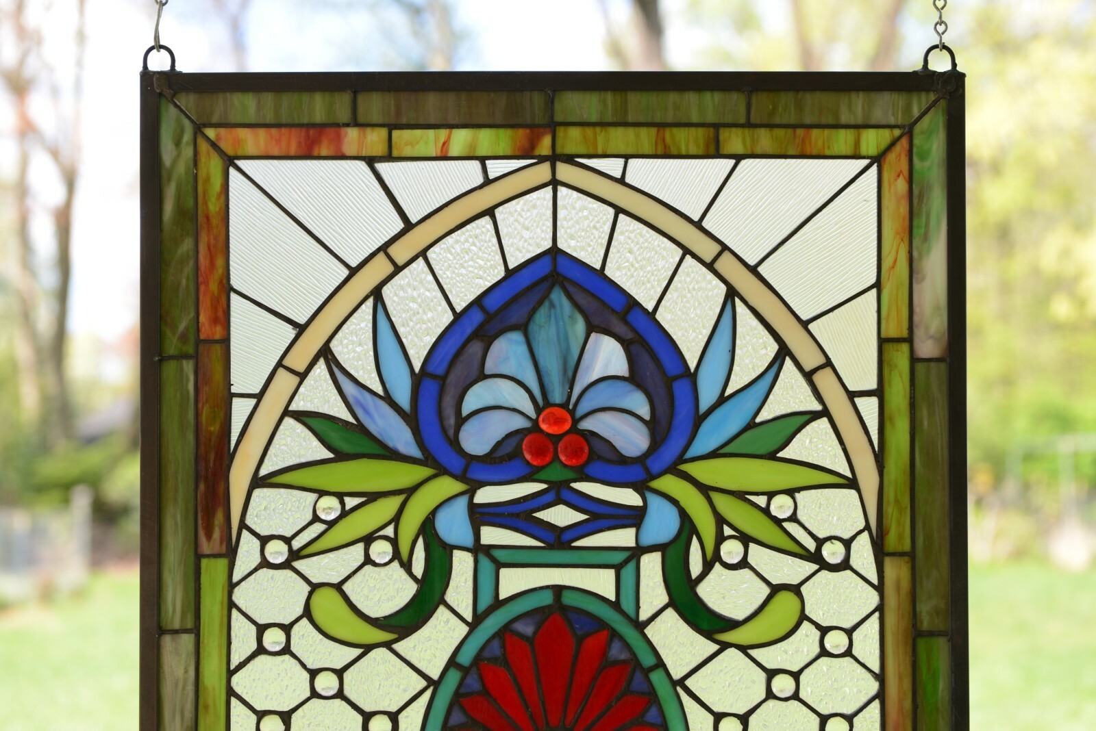 Decorative Jeweled Handcrafted stained glass panel, 20.5" x 34.5" | eBay