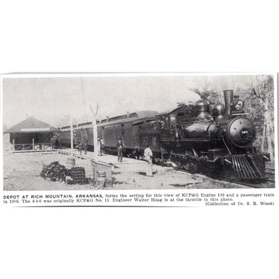Depot At Rich Mountain AR KCP&G Engine 140 1960 Railroad Book Plate ...