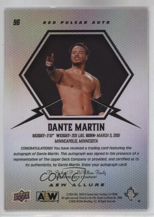 2024 Upper Deck Allure AEW Red Pulsar Auto Dante Martin #96 | eBay
