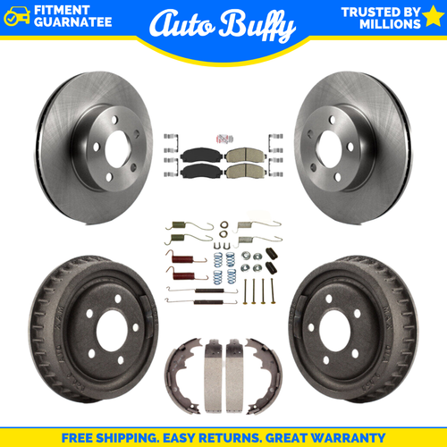 Front Rear Brake Rotors Integrally Molded Pad Drum Kit (7Pc) For Ford ...