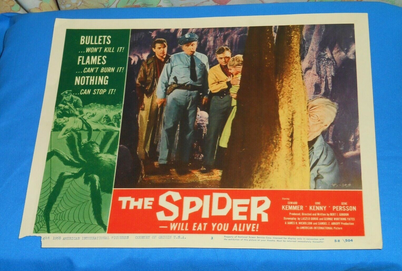 original THE SPIDER lobby card #3 (torn corner) | eBay