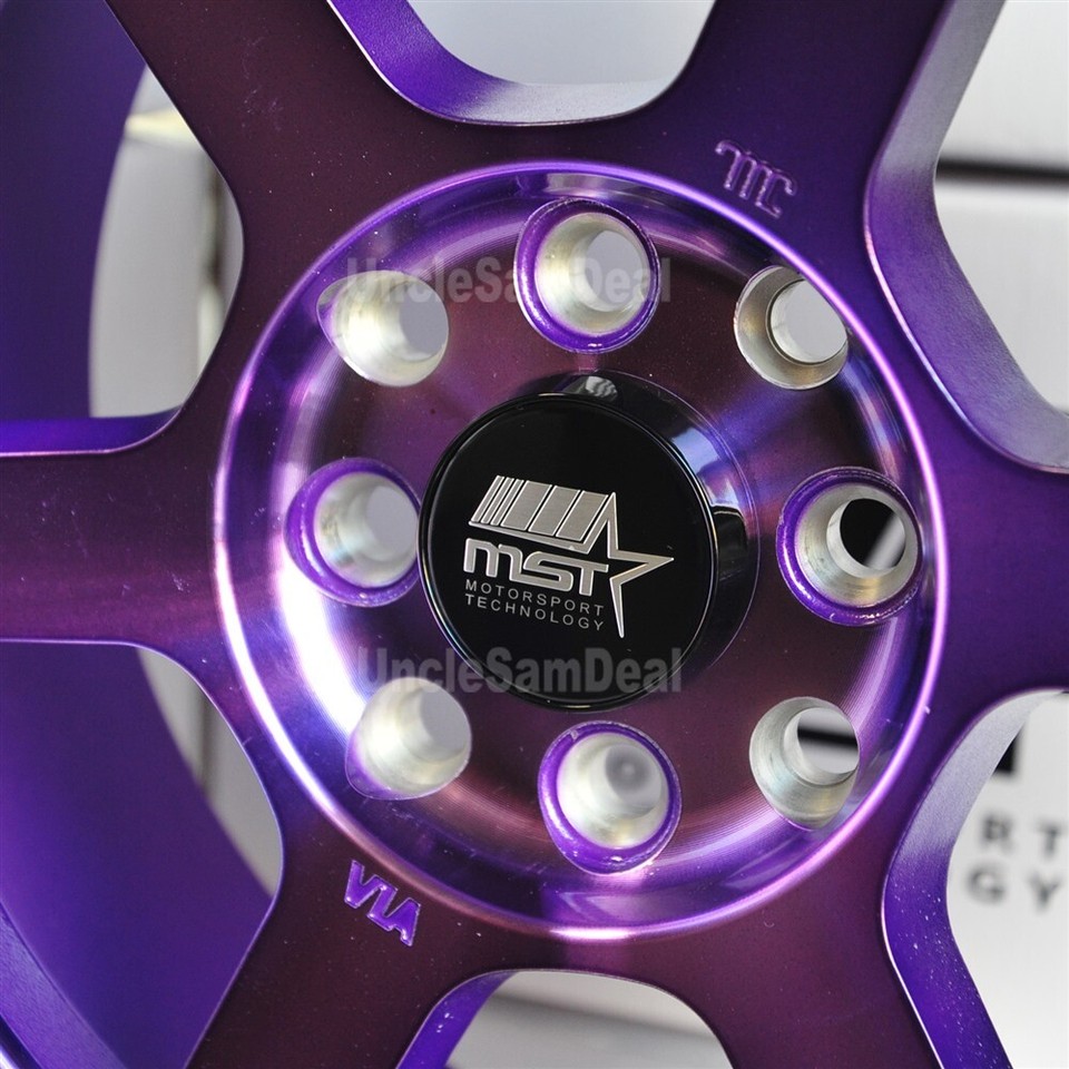 15" 15x8 0 OFFSET 4x100/114.3 MST MT01 PURPLE MACHINE LIP 6 SPOKES ...