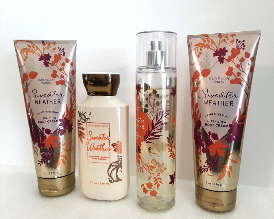 BBW Sweater Weather Lotion Fragrance Mist Ultra Shea Cream SET x4 READ DESCRIP | eBay