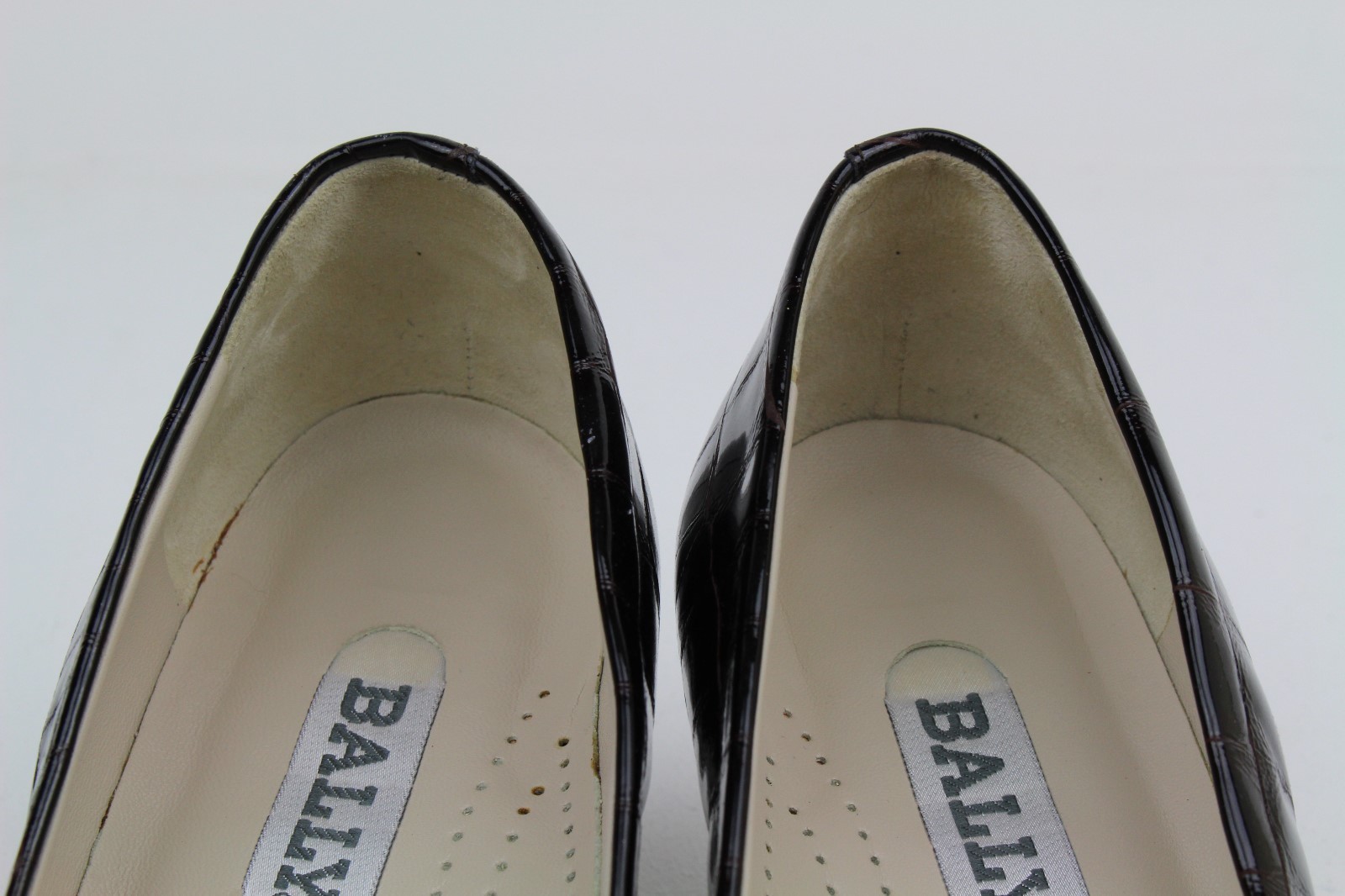 Bally pumps Napa Flex leather Dark brown Croc Embossed Patent Heels ...