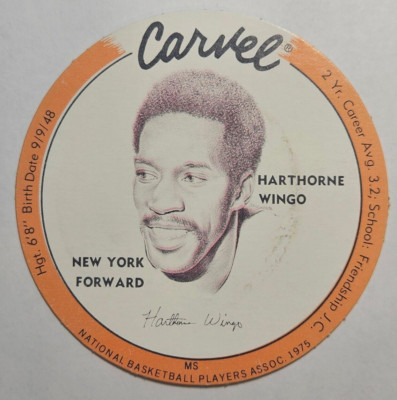 1975-76 Carvel Discs Basketball #30A HARTHORNE WINGO (Orange Border ...