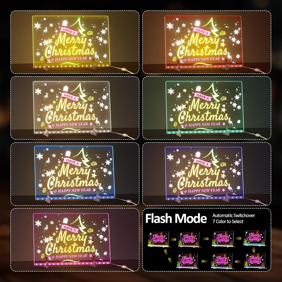 Luminous LED Drawing Board for Children Doodle Glow 7 Colors Light ...