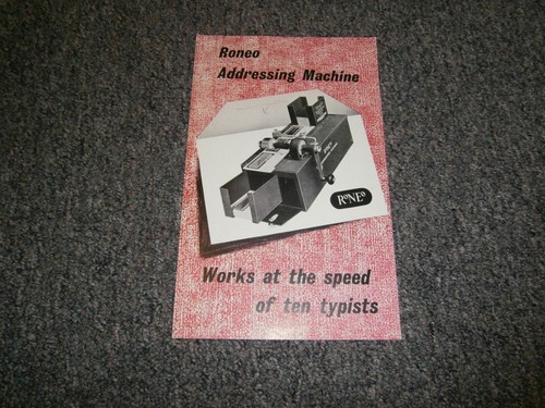 Roneo Addressing Machine Brochure 1952 | eBay